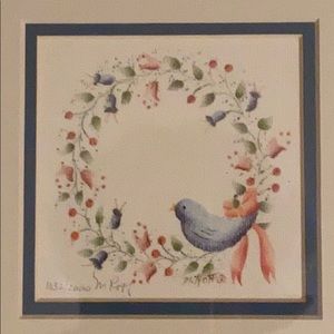 M. Roff | Wall Decor | Framed Mary Roff Theorem Wreath Print Signedered ...